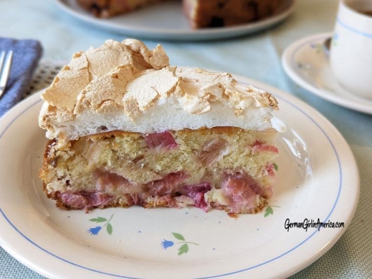 German Rhubarb Meringue Cake - Rhabarber Baiser Kuchen