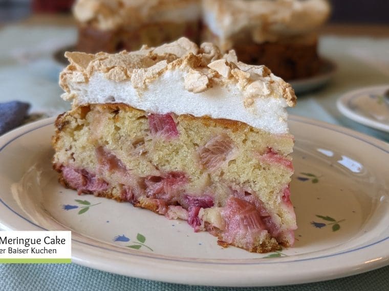 German Rhubarb Meringue Cake - Rhabarber Baiser Kuchen